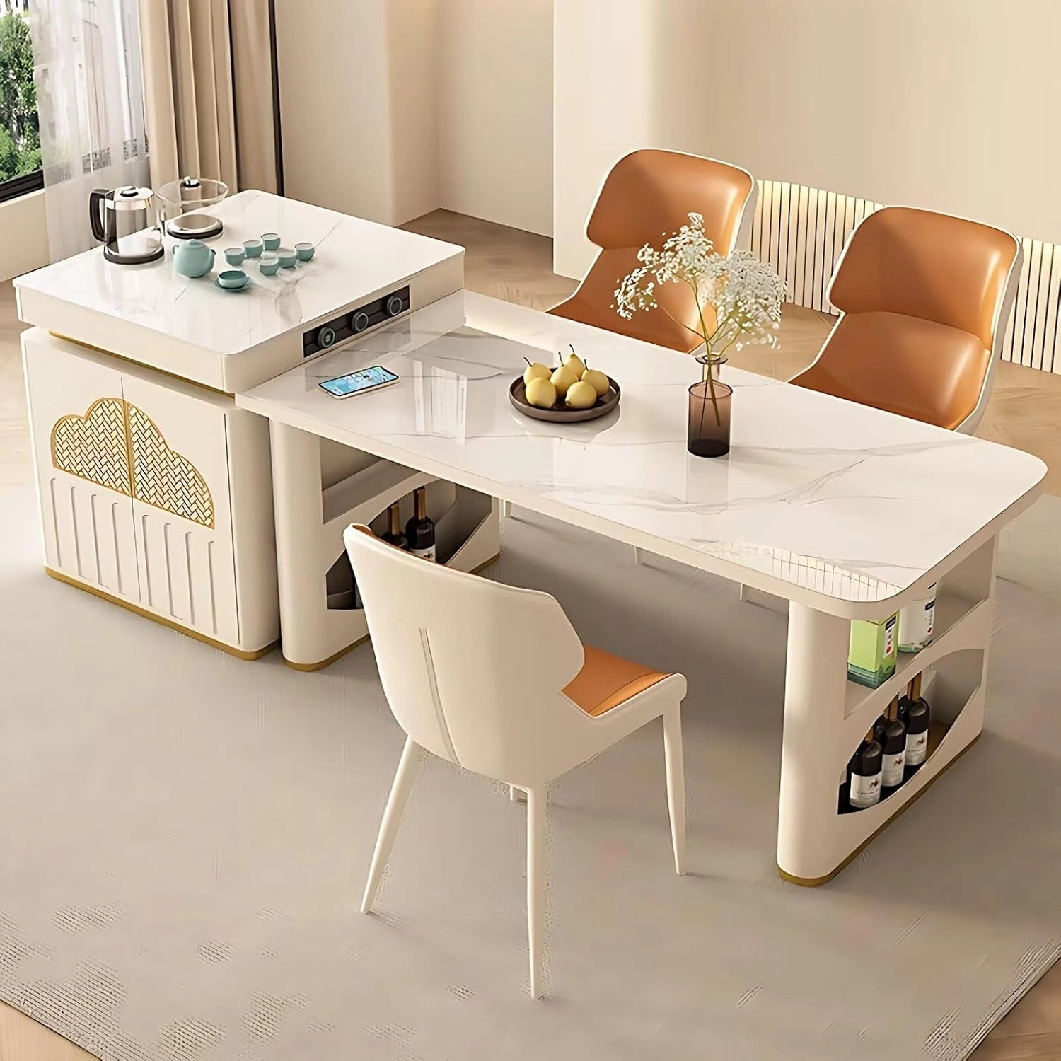 83” - 98” Simple Modern Kitchen Island Includes Unique Texture Design ...