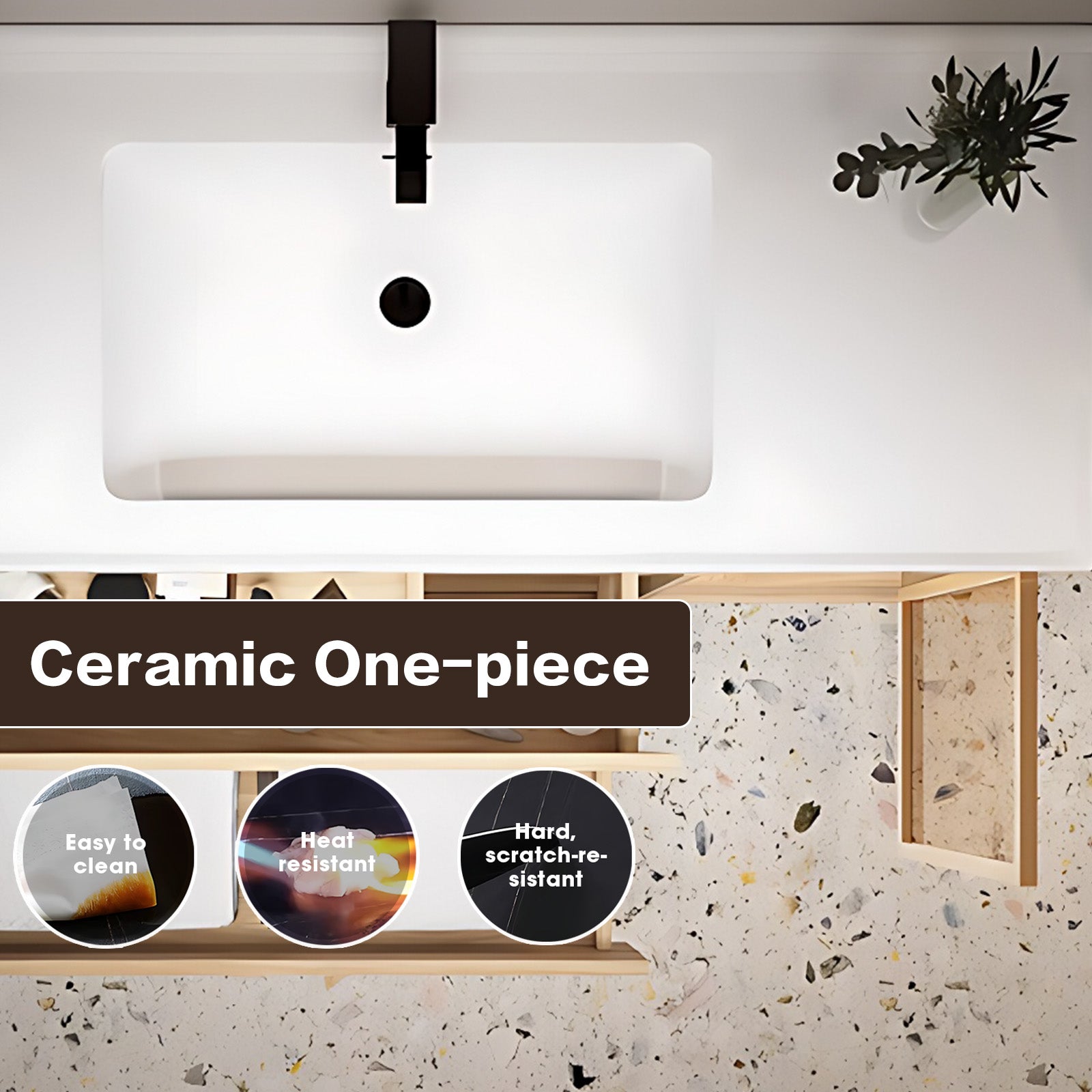 40"- 64" Single Basin And Sink Solid Wood Cabinet With LED Mirror Cabi ...