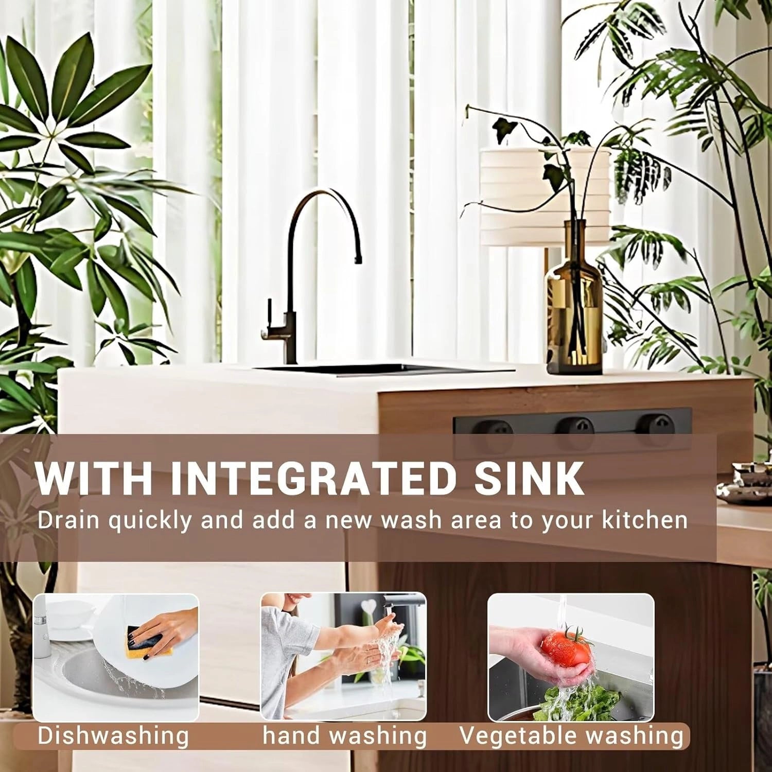 94” - 102” Elegant Modern Kitchen Island Includes White Wood Color Mos ...