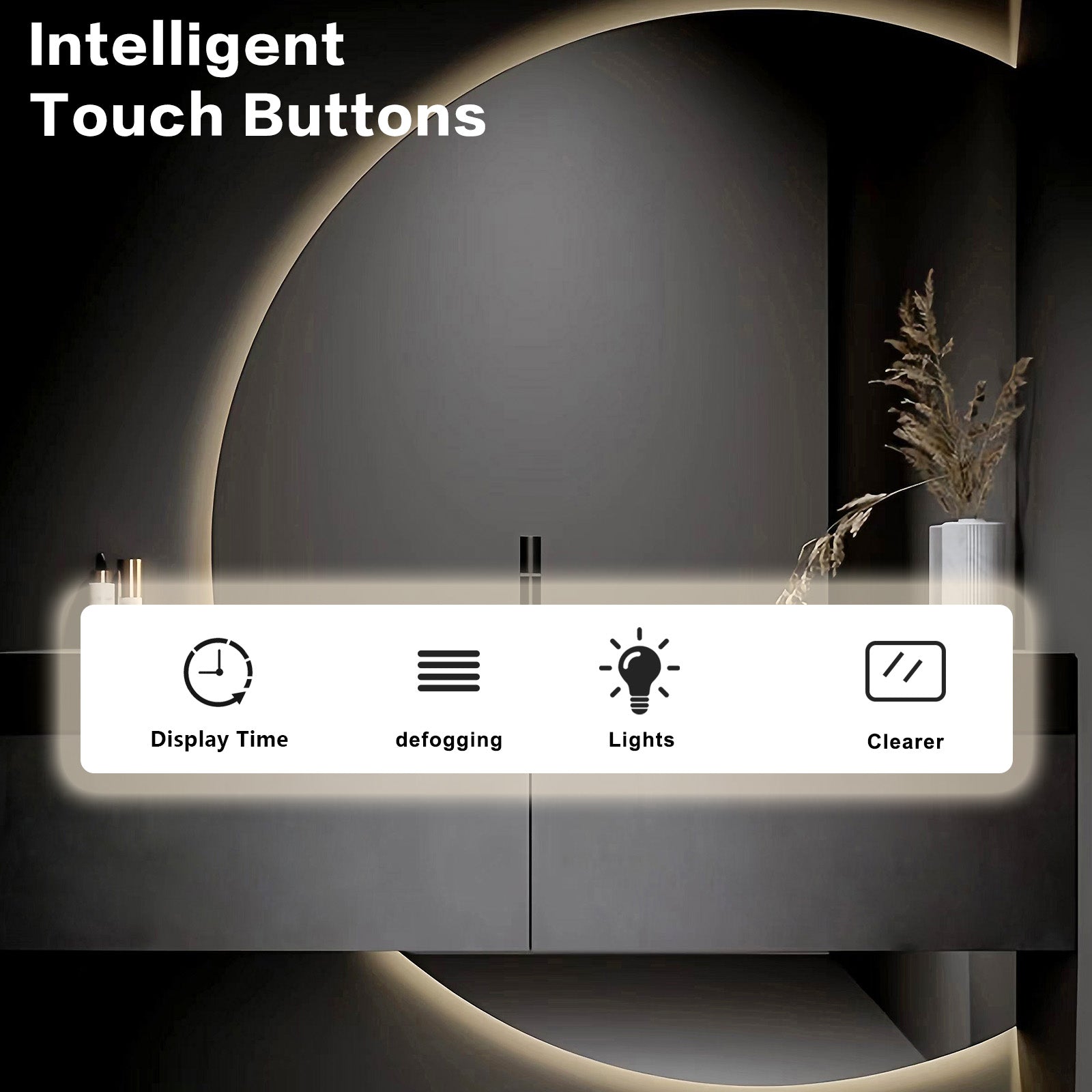 40"- 60" Wall Mounted With Single Sink and Faucet Round Mirror – High QLO