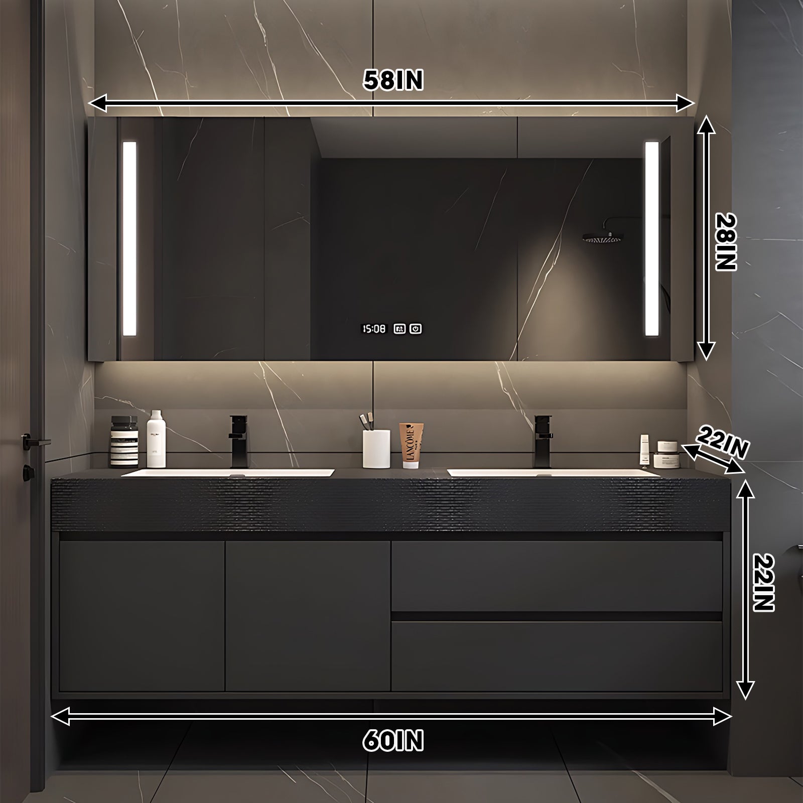 36"- 78" Bathroom Vanity Set with Smart LED Mirror and Basin – High QLO