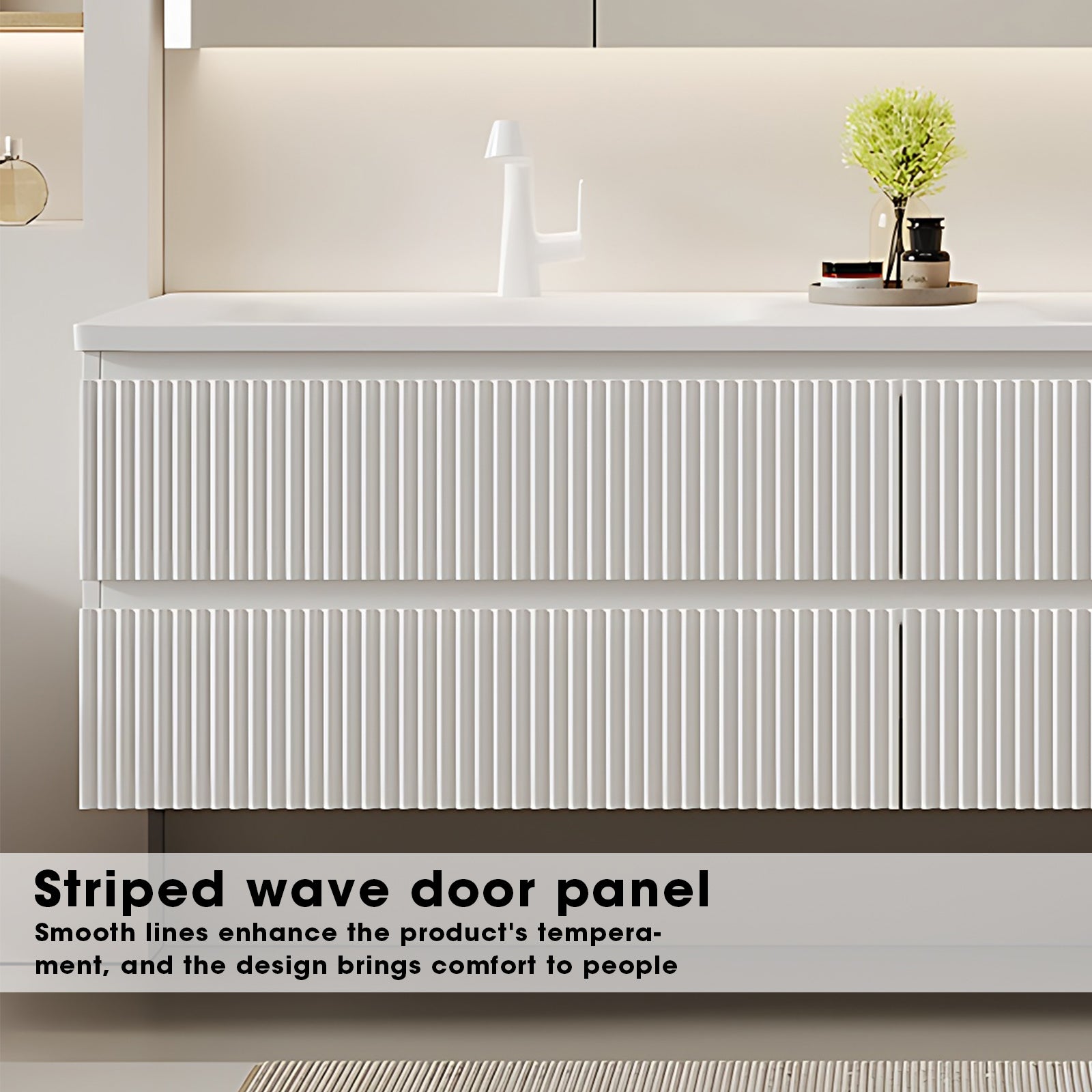 52"- 78" Double Integrated Basin Bathroom Vanity Set with Smart Mirror ...