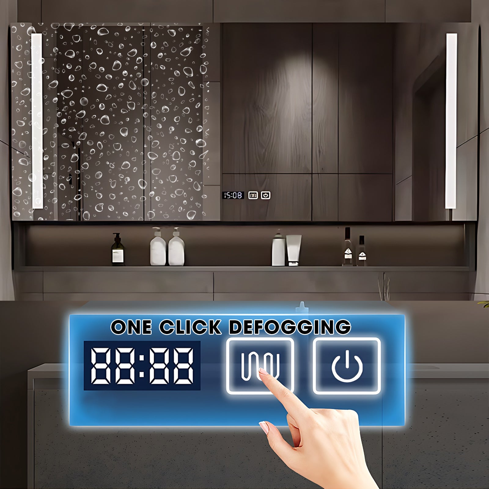 40"- 78" Glass Door Cabinet Bathroom Vanity Set with Single Sink & Def ...