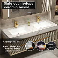 Gold Bathroom Cabinets Set: 32"- 72" with Lighted Mirror and Basin ...