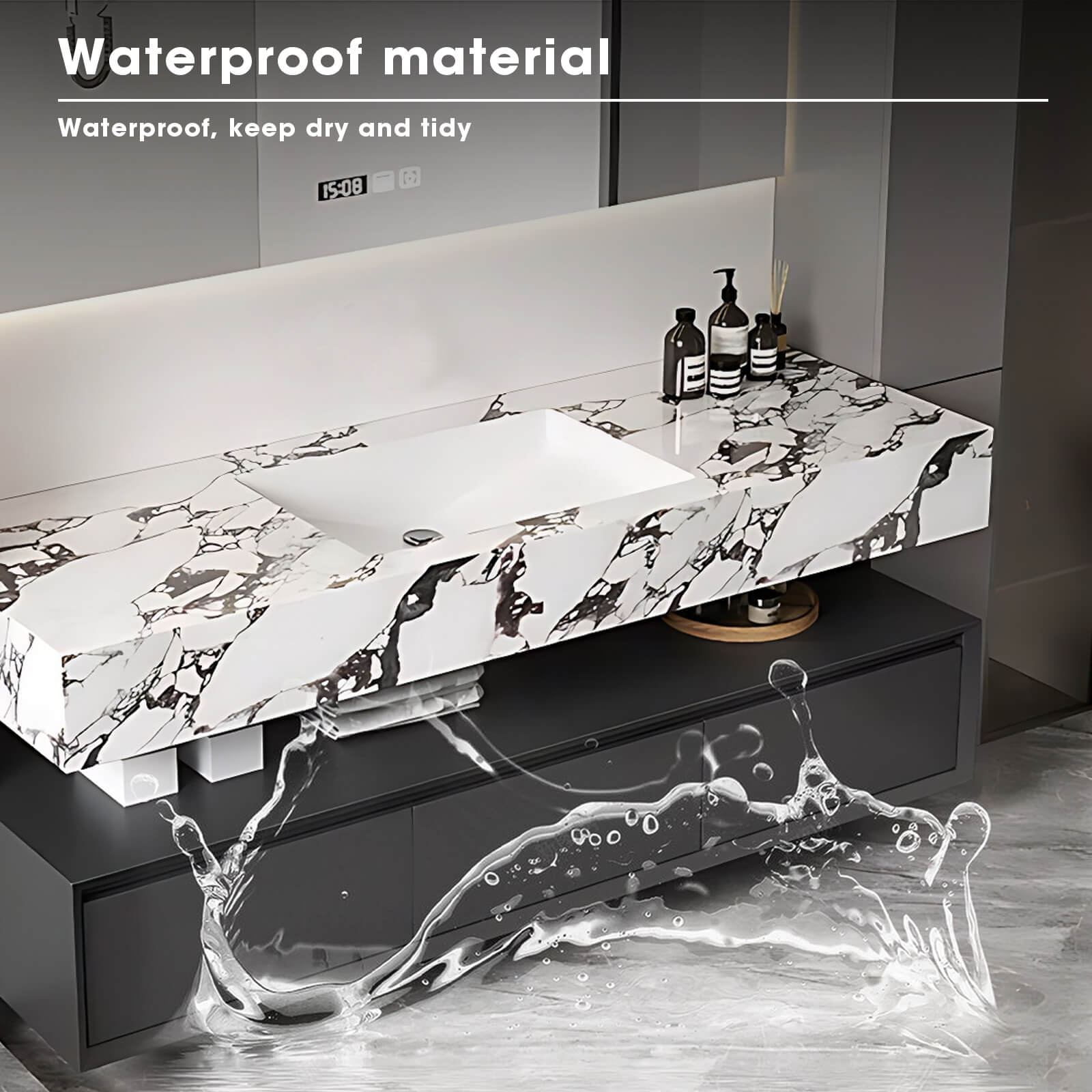 36"- 64" Luxurious Floating Bathroom Vanity with Countertop and Smart ...