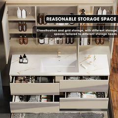 36"- 64" Single Sink Two-Tone Bathroom Vanity Set with Lighting Mirror ...